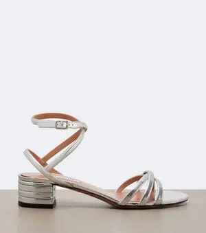 AQUAZZURA Heatwave Metallic Leather Sandals - Silver