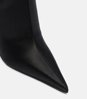 Amina Muaddi Barbara Satin Pointed Toe High Heel Knee-high Boots - Black