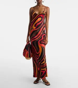Emilio Pucci Marmo And Fari Caped Silk Twill Gown