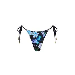 SUNKISSED Triangle Bikini Bottom With Floral Print Black/blue