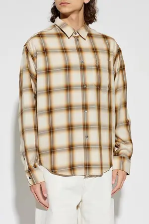 Ami Checked Pattern Shirt - Beige