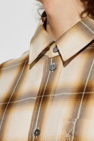 Ami Checked Pattern Shirt - Beige