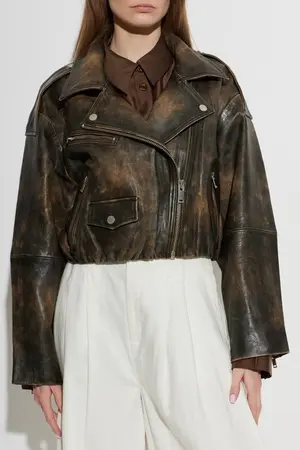 GESTUZ Gzdiana Distressed Leather Biker Jacket