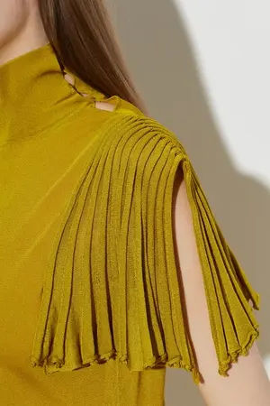 Alaïa Long Sleeve Turtleneck Dress - Yellow