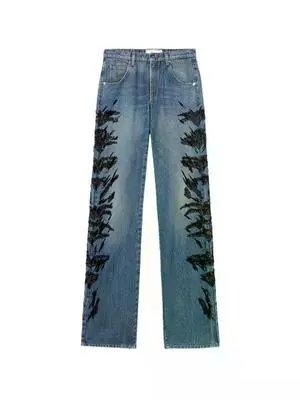 Blumarine Zebra Embroidered Jeans - Blue