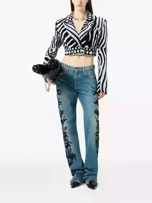 Blumarine Zebra Embroidered Jeans - Blue