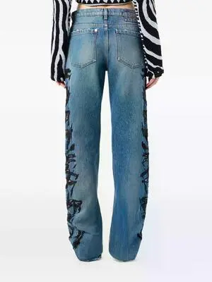 Blumarine Zebra Embroidered Jeans - Blue
