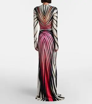 Roberto Cavalli Printed V-neck Gown