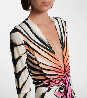 Roberto Cavalli Printed V-neck Gown