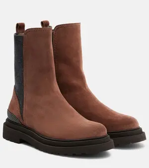 Brunello Cucinelli Monili Suede Chelsea Boots