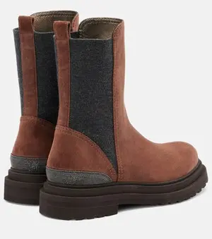 Brunello Cucinelli Monili Suede Chelsea Boots