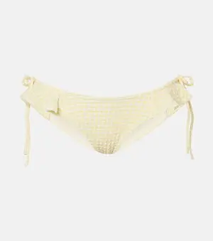 MONTCE Gingham Ruffled Bikini Bottoms - Yellow