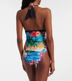 Dolce & Gabbana Halterneck Floral Print One-piece Swimsuit