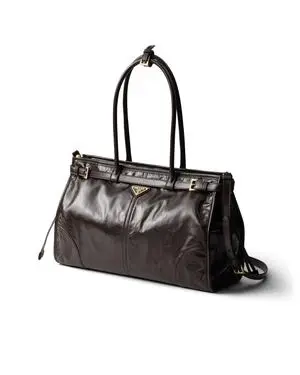 Prada Bonnie Large Leather Handbag - Brown
