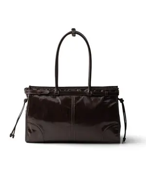 Prada Bonnie Large Leather Handbag - Brown