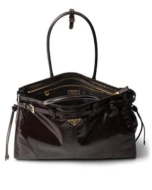 Prada Bonnie Large Leather Handbag - Brown