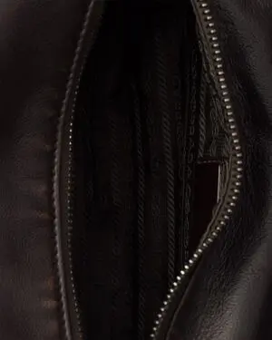 Prada Distressed Nappa Leather Shoulder Bag - Brown
