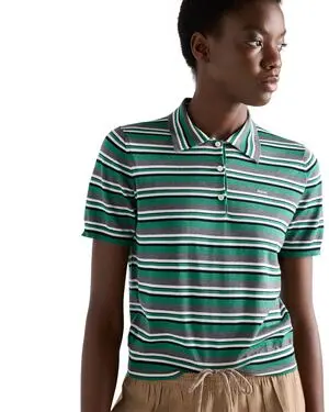 Prada Short-sleeved Striped Cotton Polo Shirt