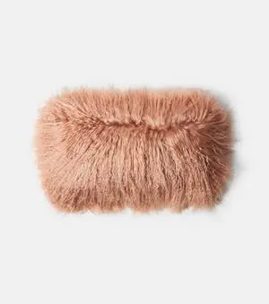 MAISON DE VACANCES Shearling And Linen Cushion - Pink