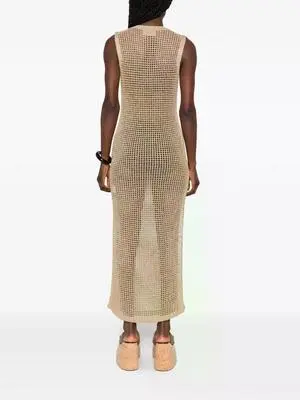 MC2 SAINT BARTH Eileen Open-knit Maxi Dress - Neutrals
