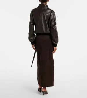Nour Hammour Suede Wrap Skirt