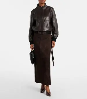Nour Hammour Suede Wrap Skirt