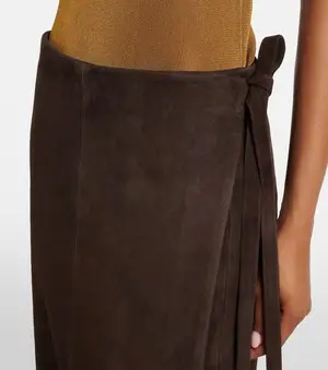 Nour Hammour Suede Wrap Skirt