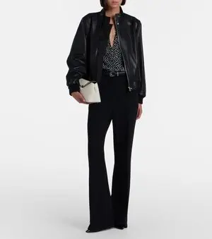 Nour Hammour Rios Leather Bomber Jacket - Black