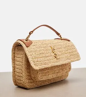 Saint Laurent Niki Mini Raffia Crossbody Bag