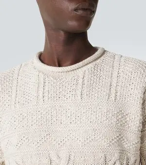 Ralph Lauren Cotton Linen Crewneck Sweater With Ribbed Hem And Cuffs