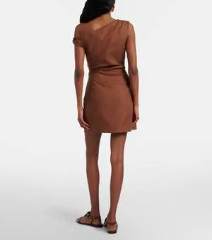 SIR. Asymmetric Linen Minidress - Brown
