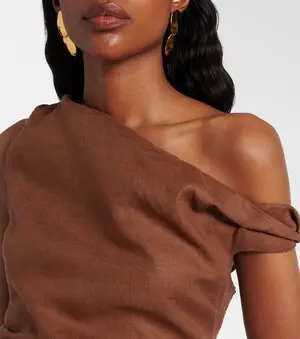 SIR. Asymmetric Linen Minidress - Brown