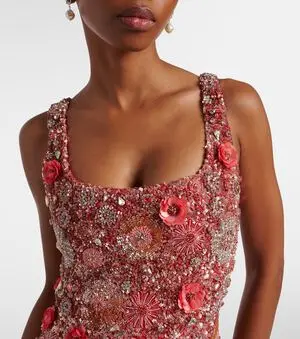 Rachel Gilbert Embellished Floral Gown