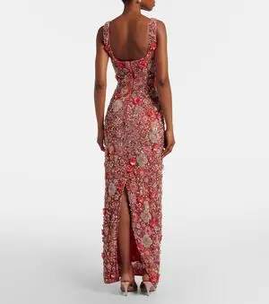 Rachel Gilbert Embellished Floral Gown