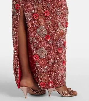 Rachel Gilbert Embellished Floral Gown