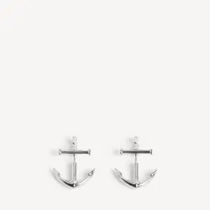 Balenciaga Anchor Earrings In Antique Brass - Silver