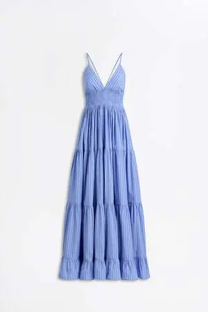 Scanlan Theodore Stripe Cotton Tiered Maxi Dress