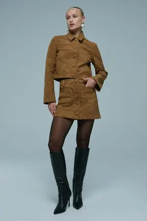 Bardot Lorenzo Croc Vegan Suede Mini Skirt