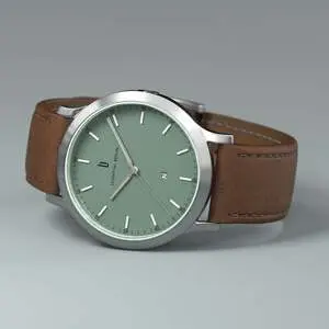 Lilienthal Berlin Huxley Silver Sage Leather Watch - Green