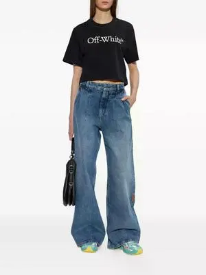 Off-White Pleated Wide-leg Jeans