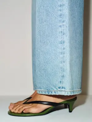 REFORMATION Amelia Heeled Thong Sandal Green