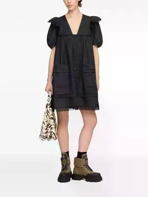 GANNI Ruffled Lace-trim Dress