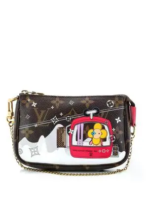 LOUIS VUITTON Pochette Accessoires Limited Edition Vivienne Xmas Monogram Canvas Mini Clutch Bag - Brown