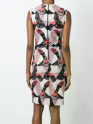 Emilio Pucci Embroidered Lips Sheath Dress