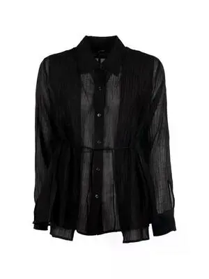 Seventy Crinkled Finish Belted Shirt - Black