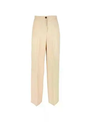Marella High-waisted Trousers With Pressed Crease - Neutrals