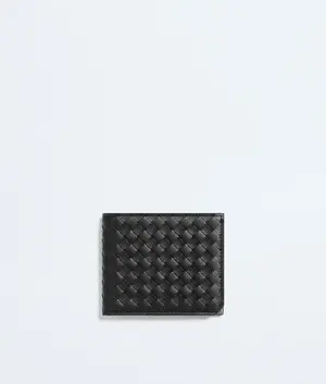 Bottega Veneta Intrecciato Piccolo Bi-fold Wallet - Black/thunder
