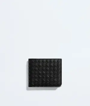 Bottega Veneta Intrecciato Piccolo Bi-fold Wallet With Coin Purse - Black/thunder