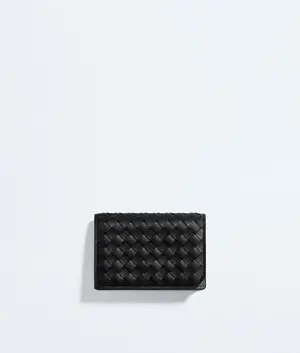 Bottega Veneta Intrecciato Piccolo Business Card Case - Black/thunder
