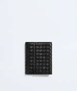 Bottega Veneta Intrecciato Piccolo Small Bi-fold Zipped With Flap - Black